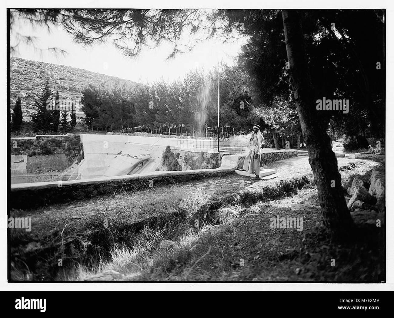 A historical photograph of Solomon’s Pools, an ancient water system in ...