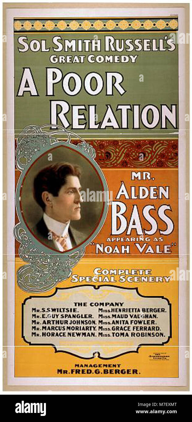 A promotional image for Sol Smith Russell's comedic play 'A Poor ...