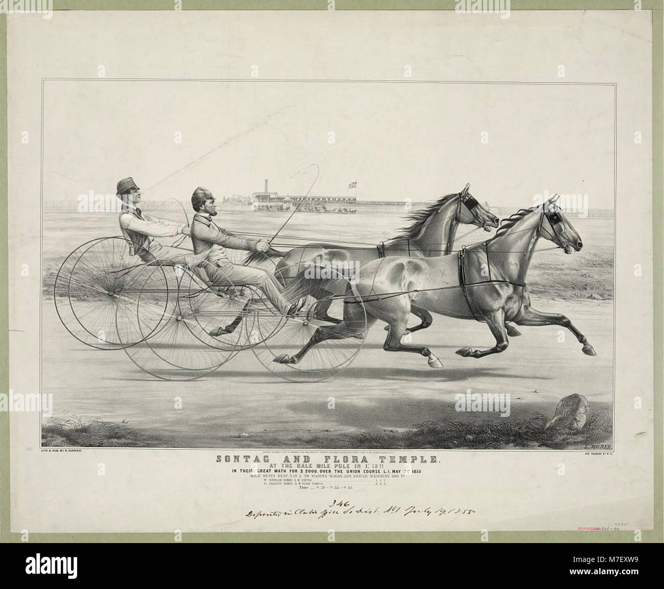 A historical photograph showing Sontag and Flora Temple at the Hale ...