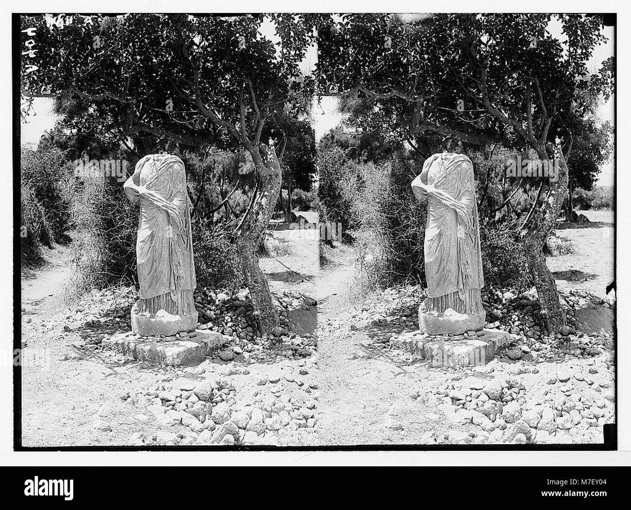 A marble statue unearthed in Askalon, Southern Palestine, showcasing ...