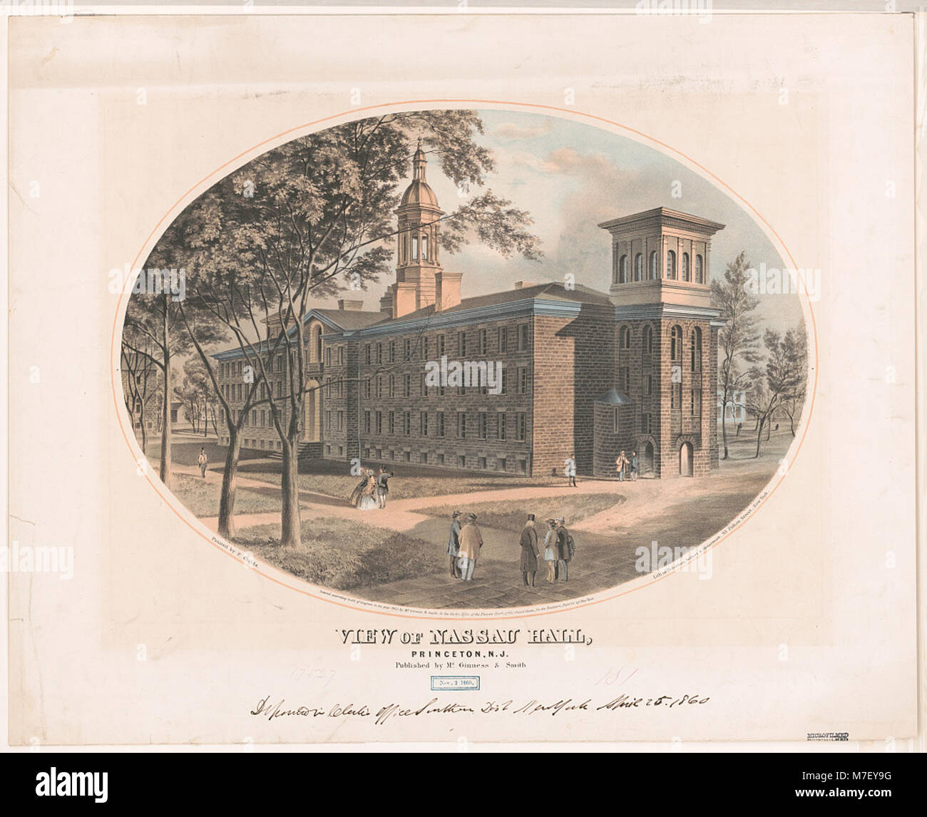 A historic view of Nassau Hall at Princeton University, an iconic ...