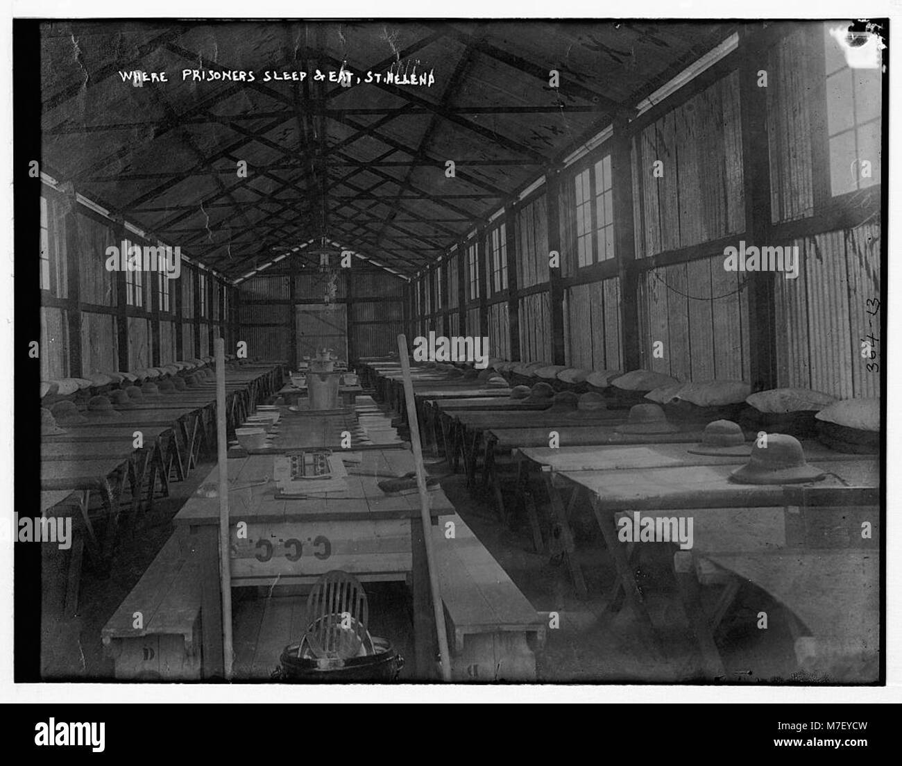 The image shows the prisoner's quarters on St. Helena Island, a ...