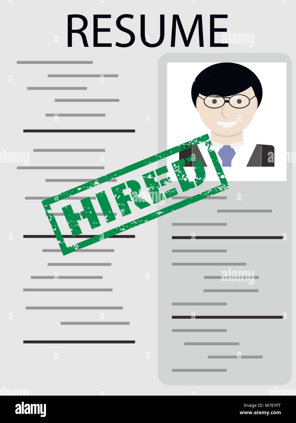 Resume with stamp hired. Business employment, resume for job, cv form ...