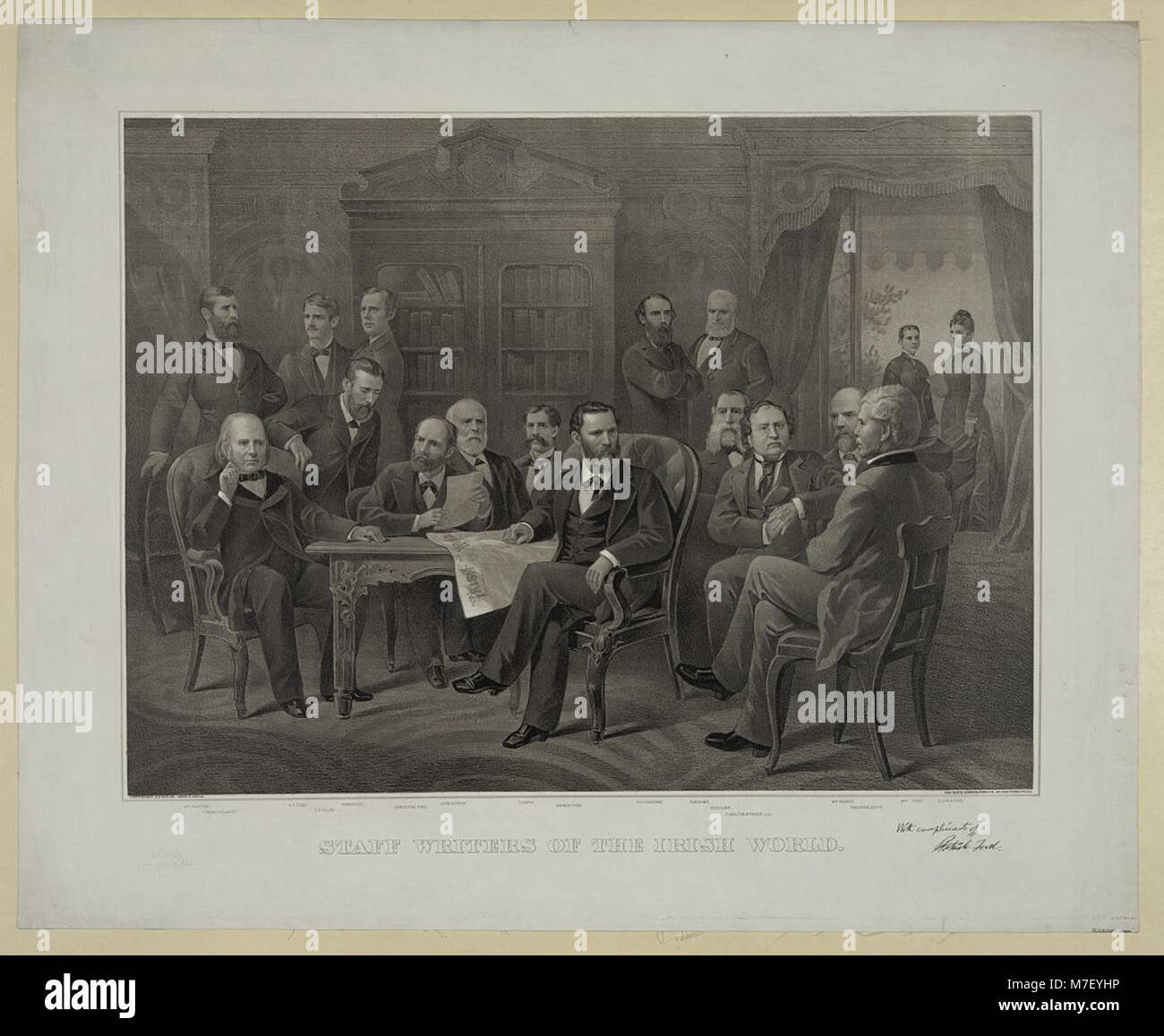 A photograph of the staff writers of the Irish World newspaper ...