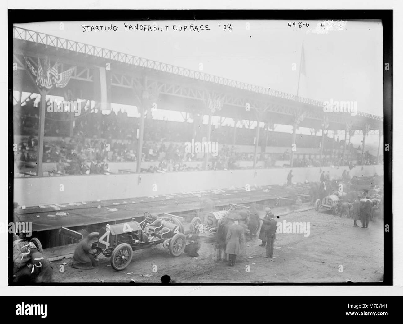 A moment captured from the starting line of the Vanderbilt Cup Race, a ...