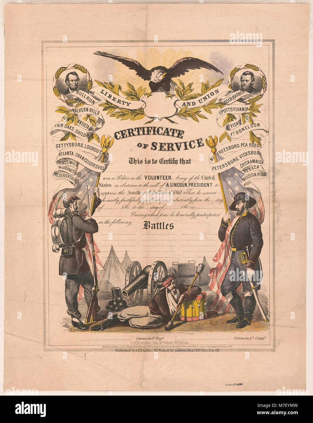 A certificate of service issued to a member of the Northern Army during ...