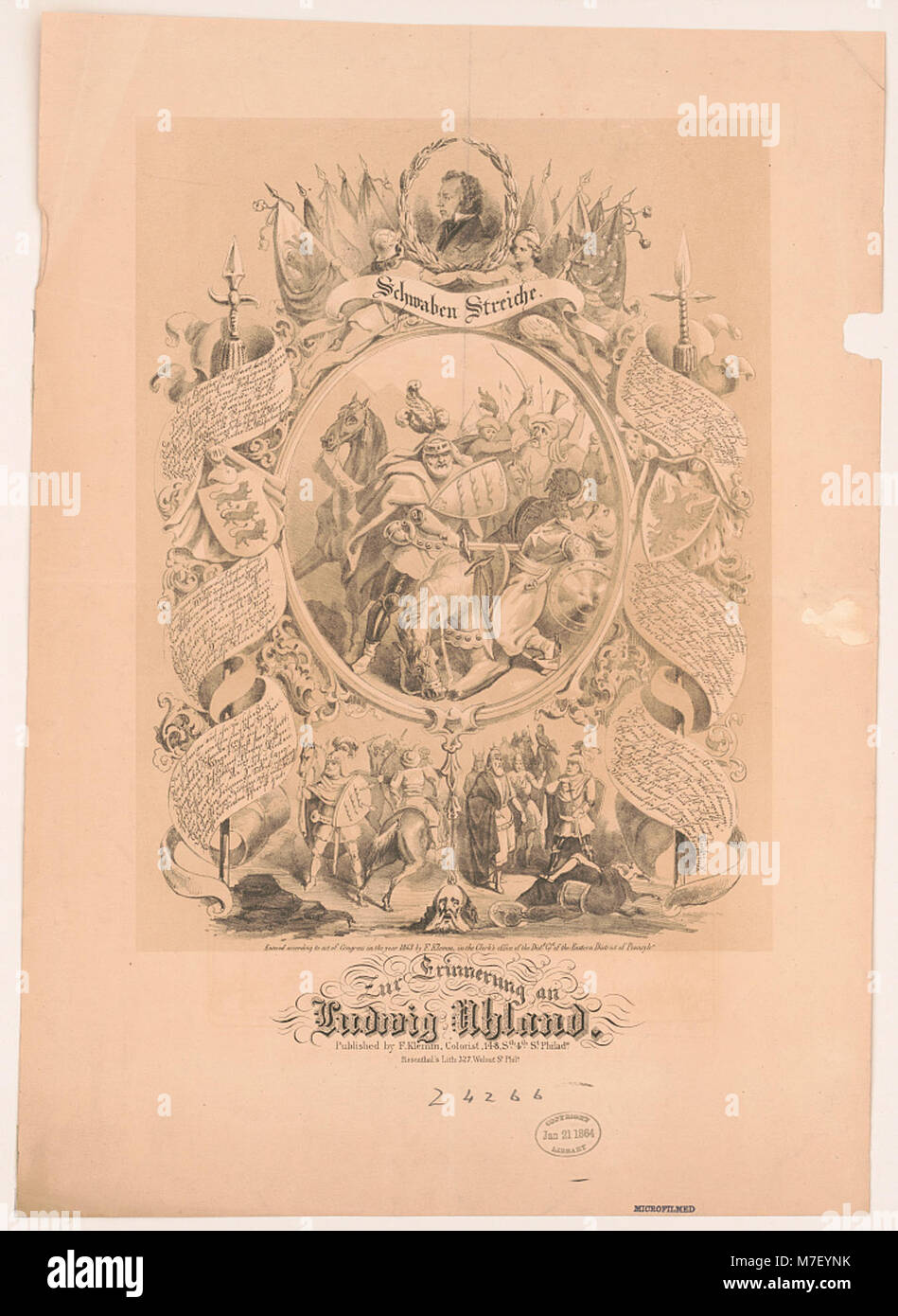 A portrait of Ludwig Uhland, a renowned German poet and scholar, known ...
