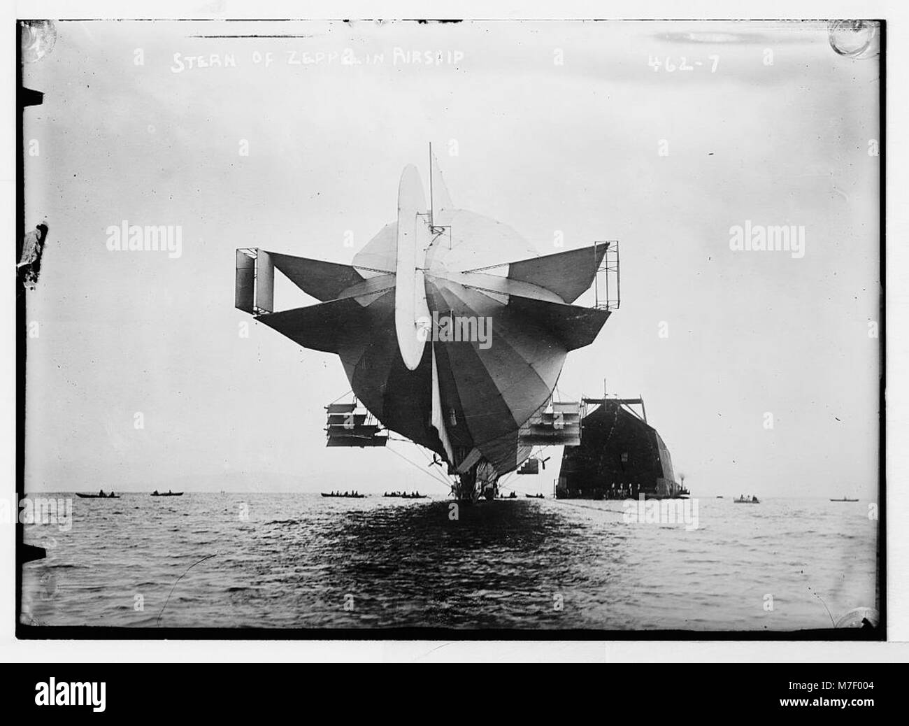 This image depicts the stern of a Zeppelin airship, showcasing the ...