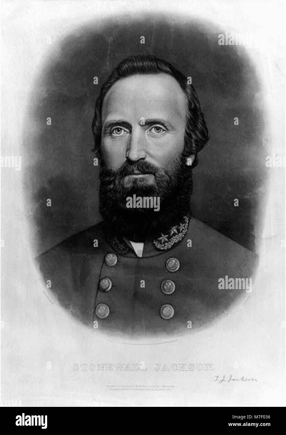 A portrait of General Stonewall Jackson, a prominent Confederate ...