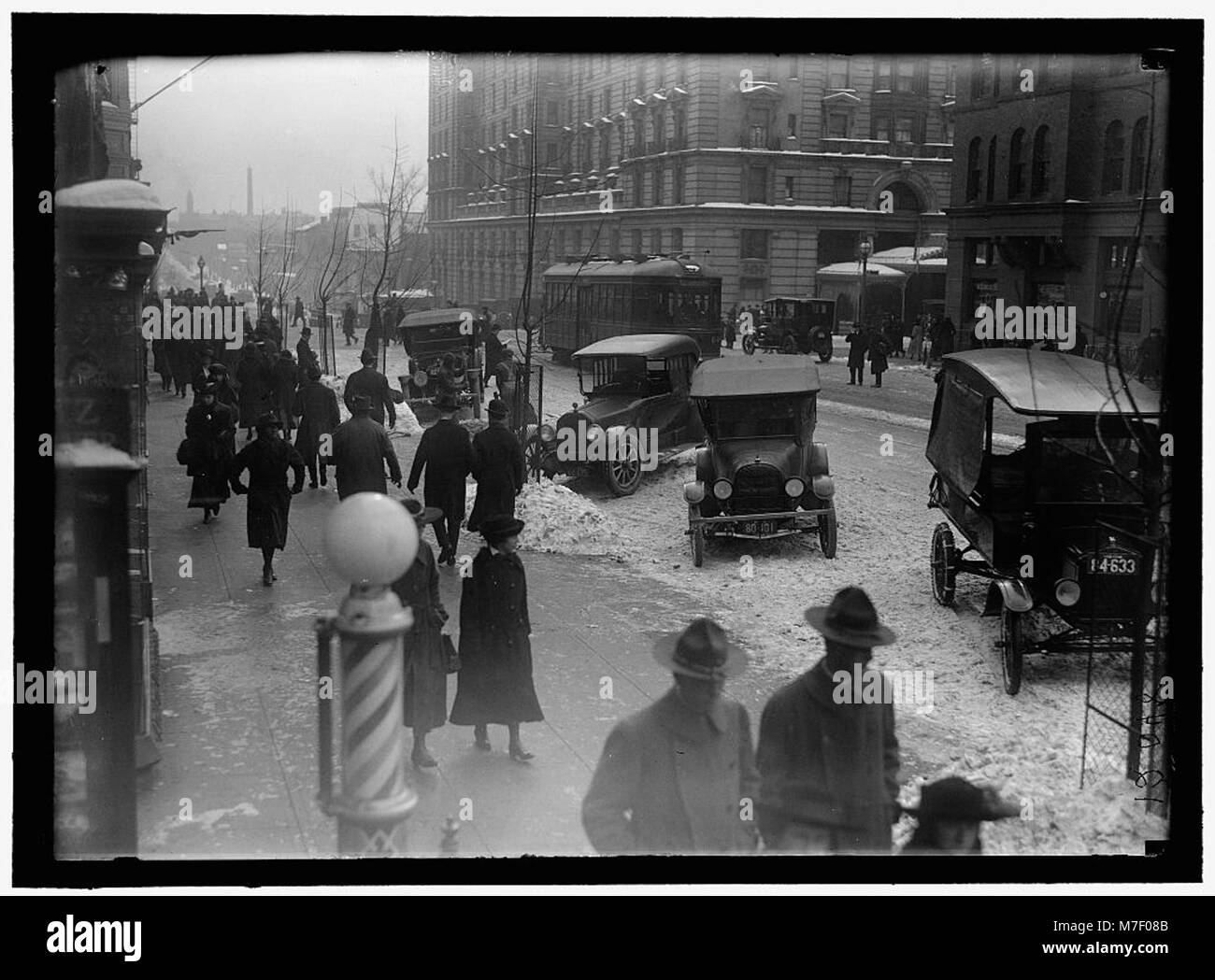 A winter street scene in Washington, D.C., capturing the serene ...