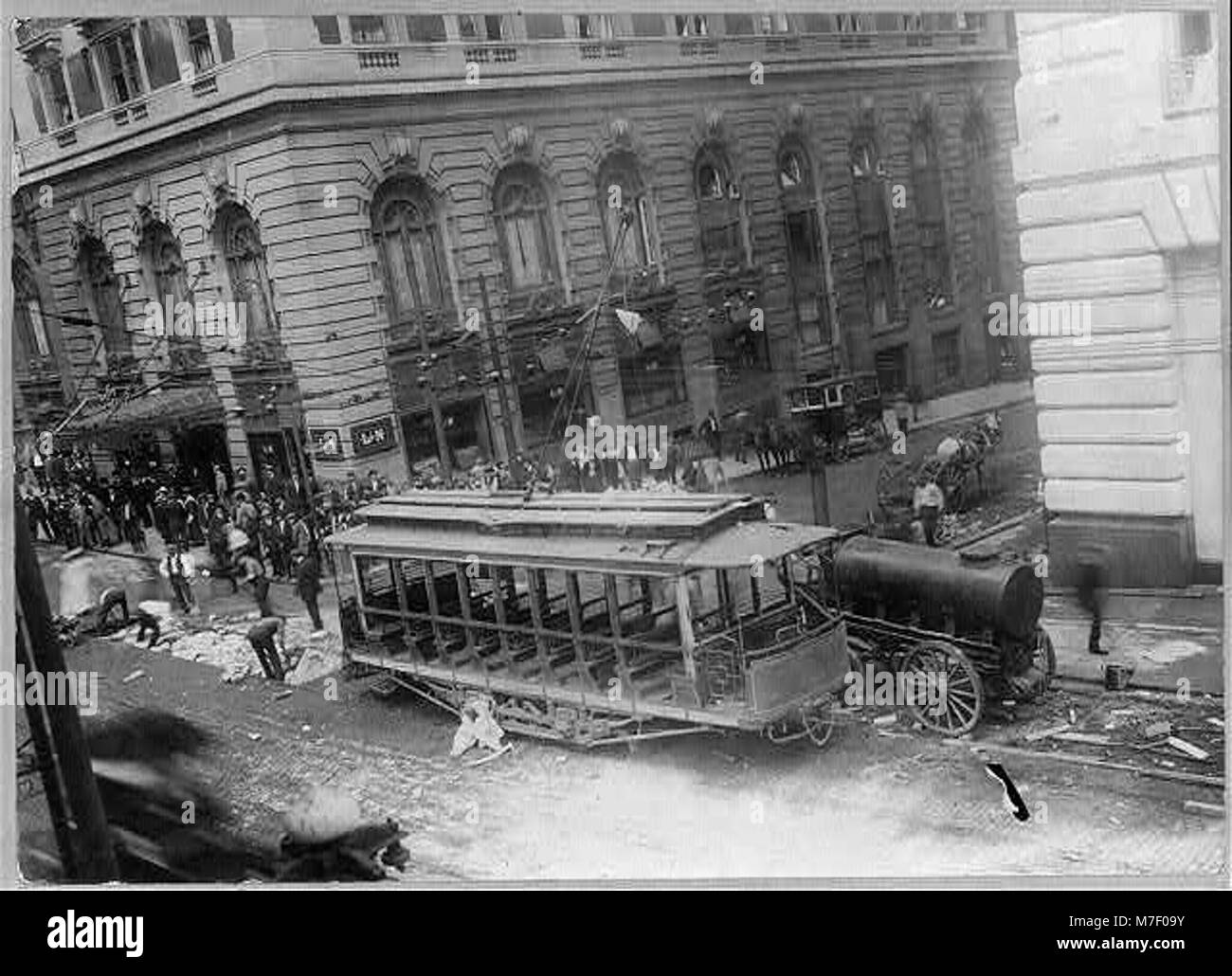 This image captures a scene from the 1913 streetcar strikes in ...