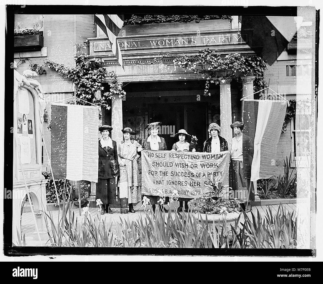 A photograph of suffragettes from the early 20th century, likely taken ...