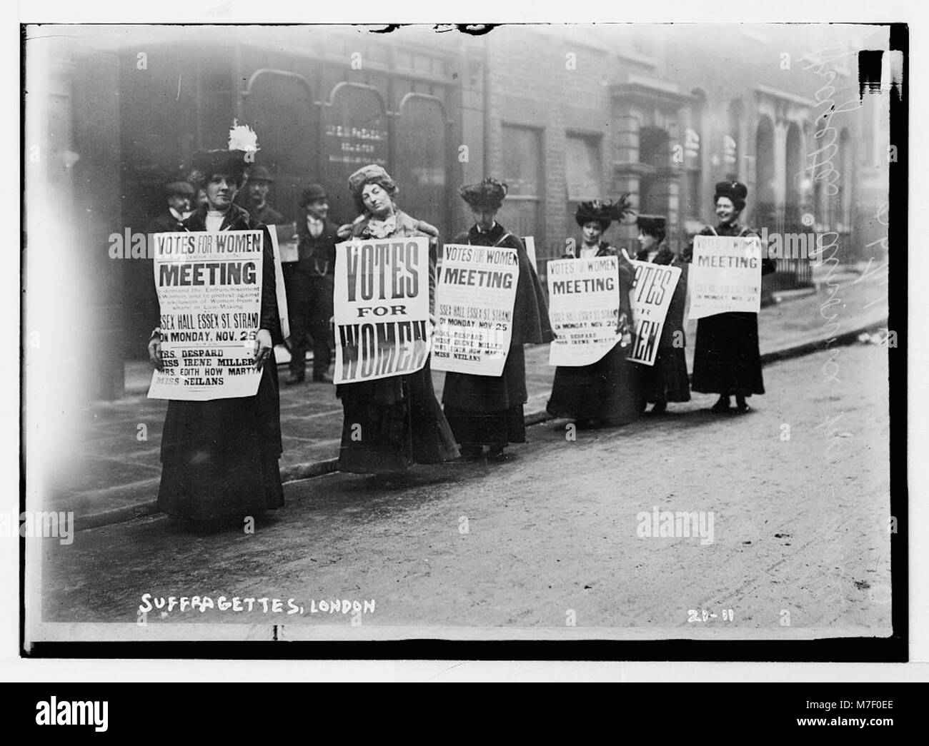 A historical photograph of suffragettes in London, participating in the ...