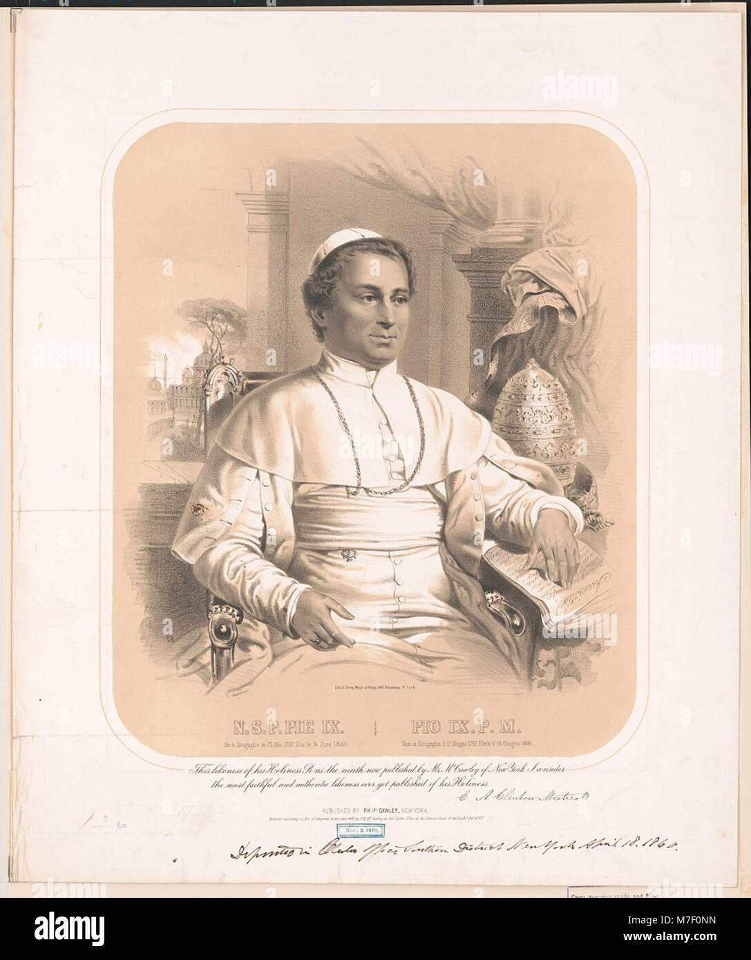 This image features Pope Pius IX, who led the Catholic Church from 1846 ...