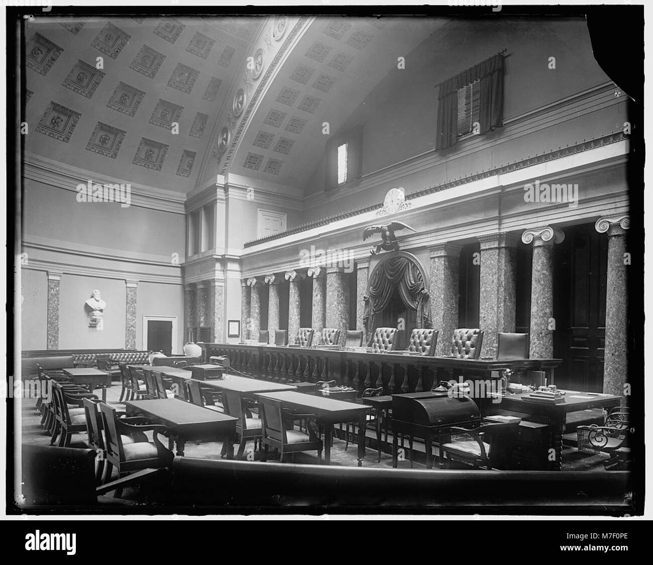This photograph shows the interior of the U.S. Supreme Court courtroom ...
