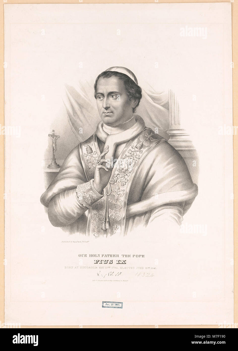 This portrait features Pope Pius IX, who served as the head of the ...