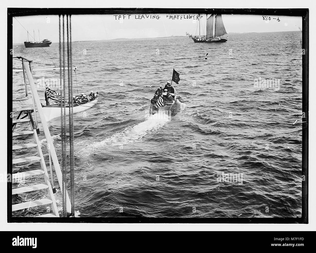 President William Howard Taft is shown departing from the Mayflower, a ...