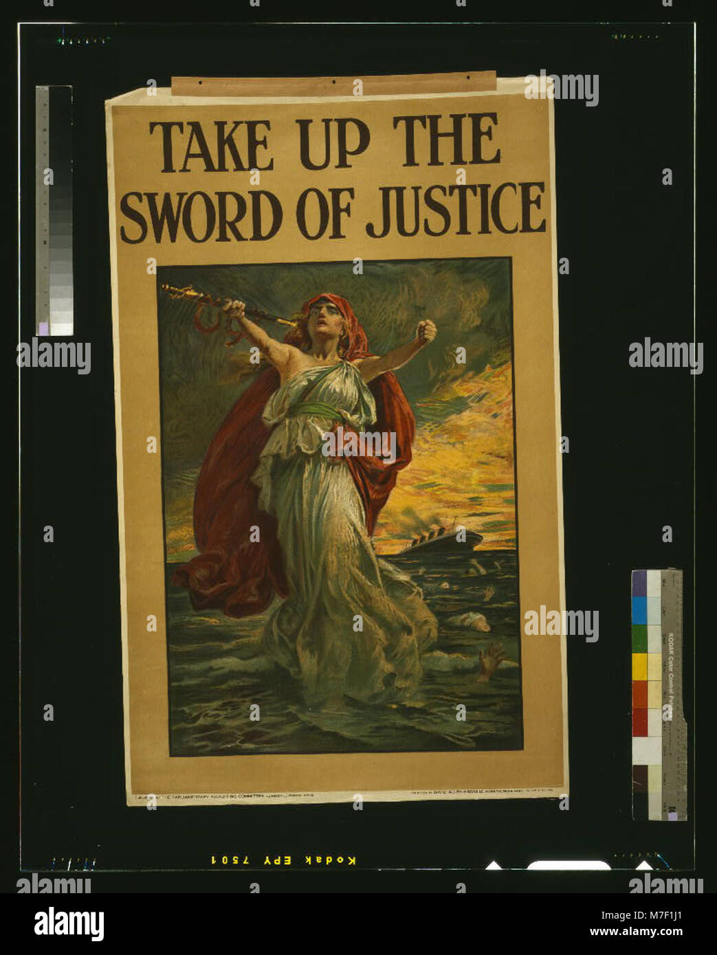 'Take up the sword of justice,' a slogan or artwork emphasizing justice ...
