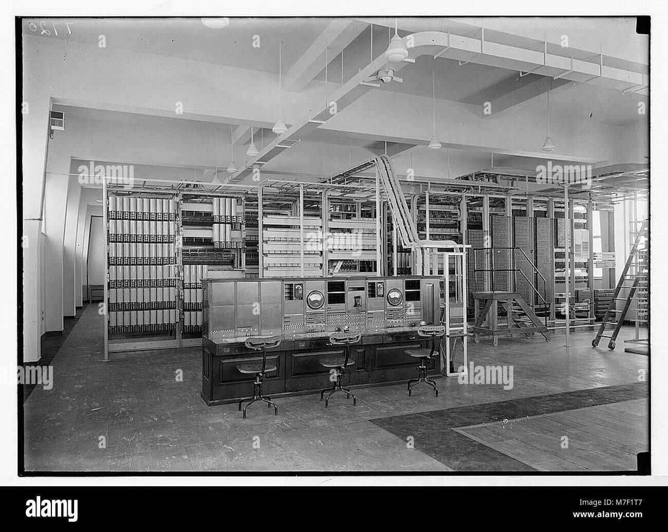 A photograph showcasing the automatic telephone exchange in Tel-Aviv ...