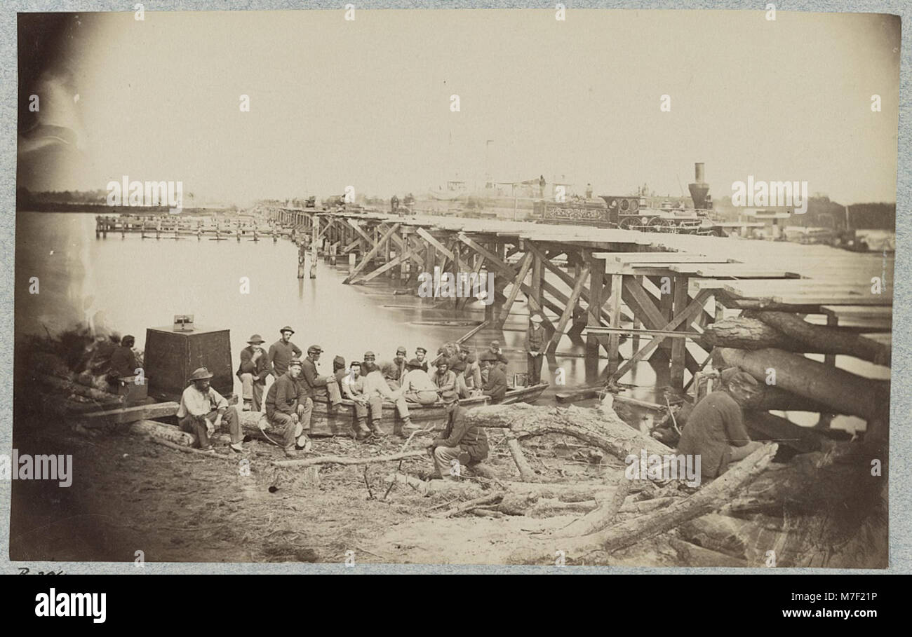 A temporary bridge spanning the Pamunkey River near White House Landing ...