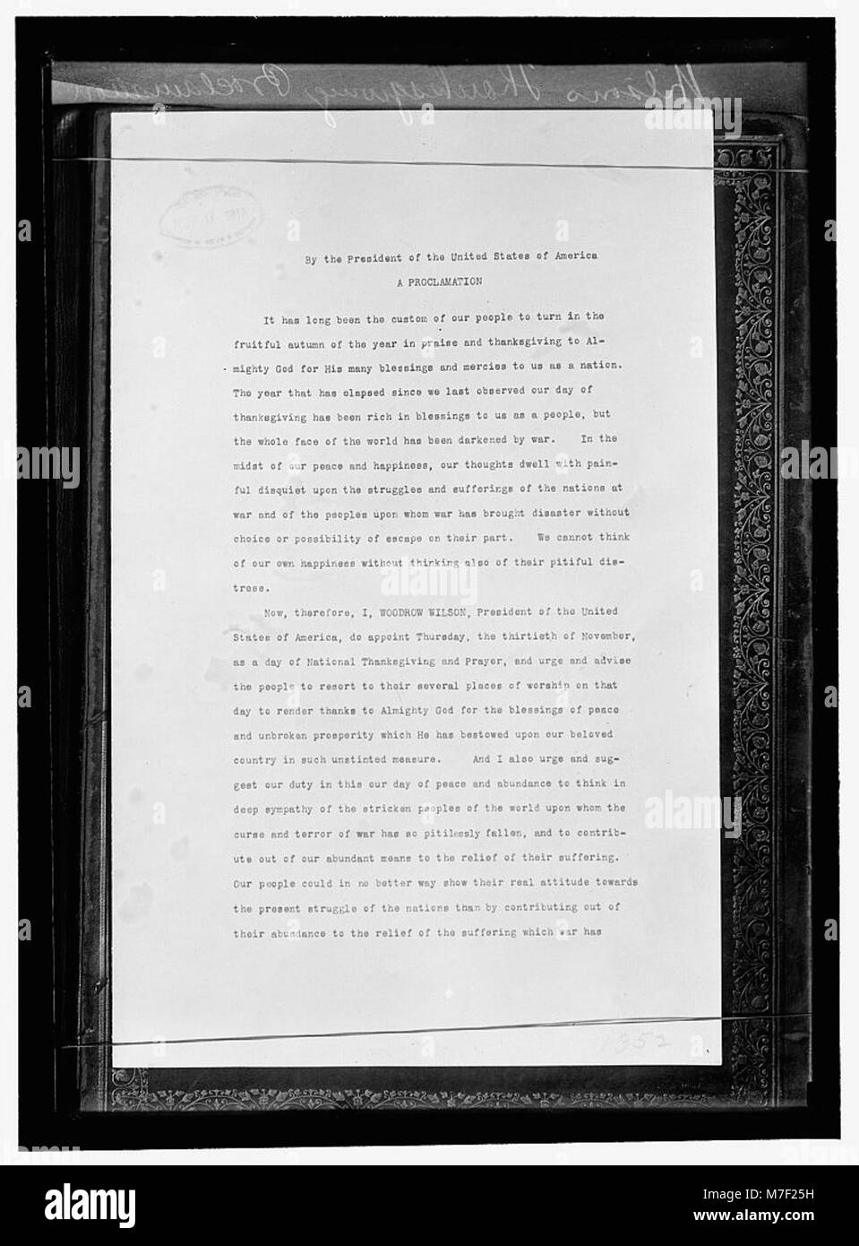 This reference highlights President Wilson's Thanksgiving Proclamation ...