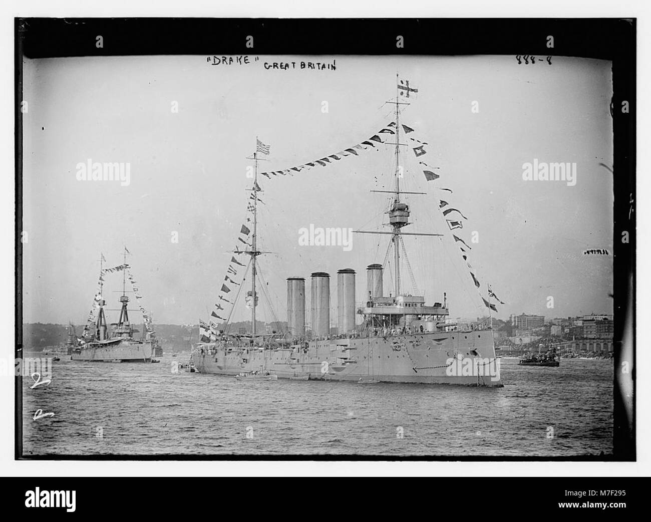 The 'Drake', a ship navigating the Hudson River in New York, depicted ...
