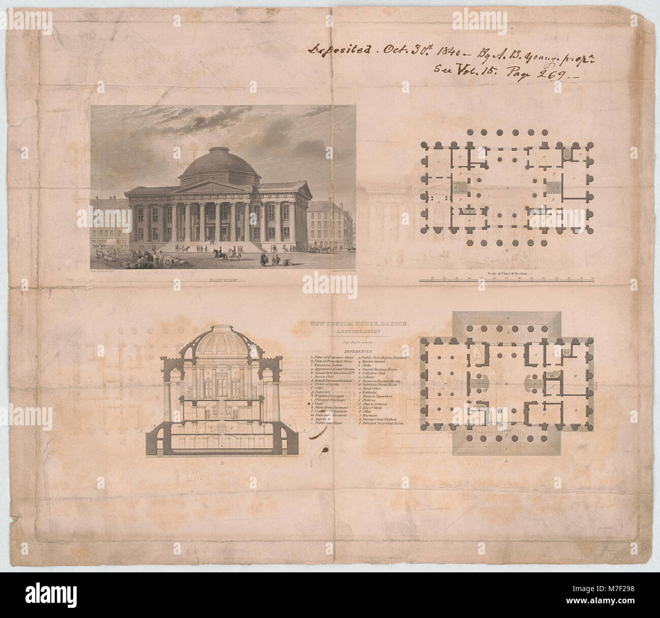A drawing of the new custom house in Boston, designed by architect A.B ...