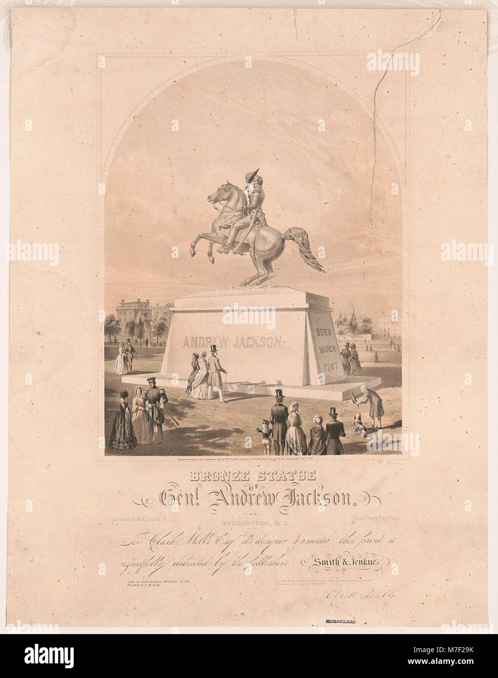 A photograph of the bronze statue of General Andrew Jackson located in ...