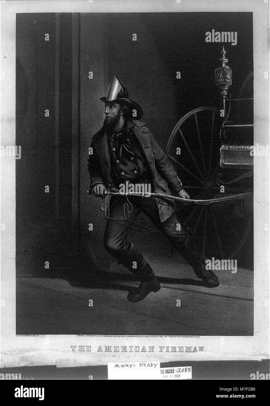 This image highlights the American fireman as a symbol of readiness and ...