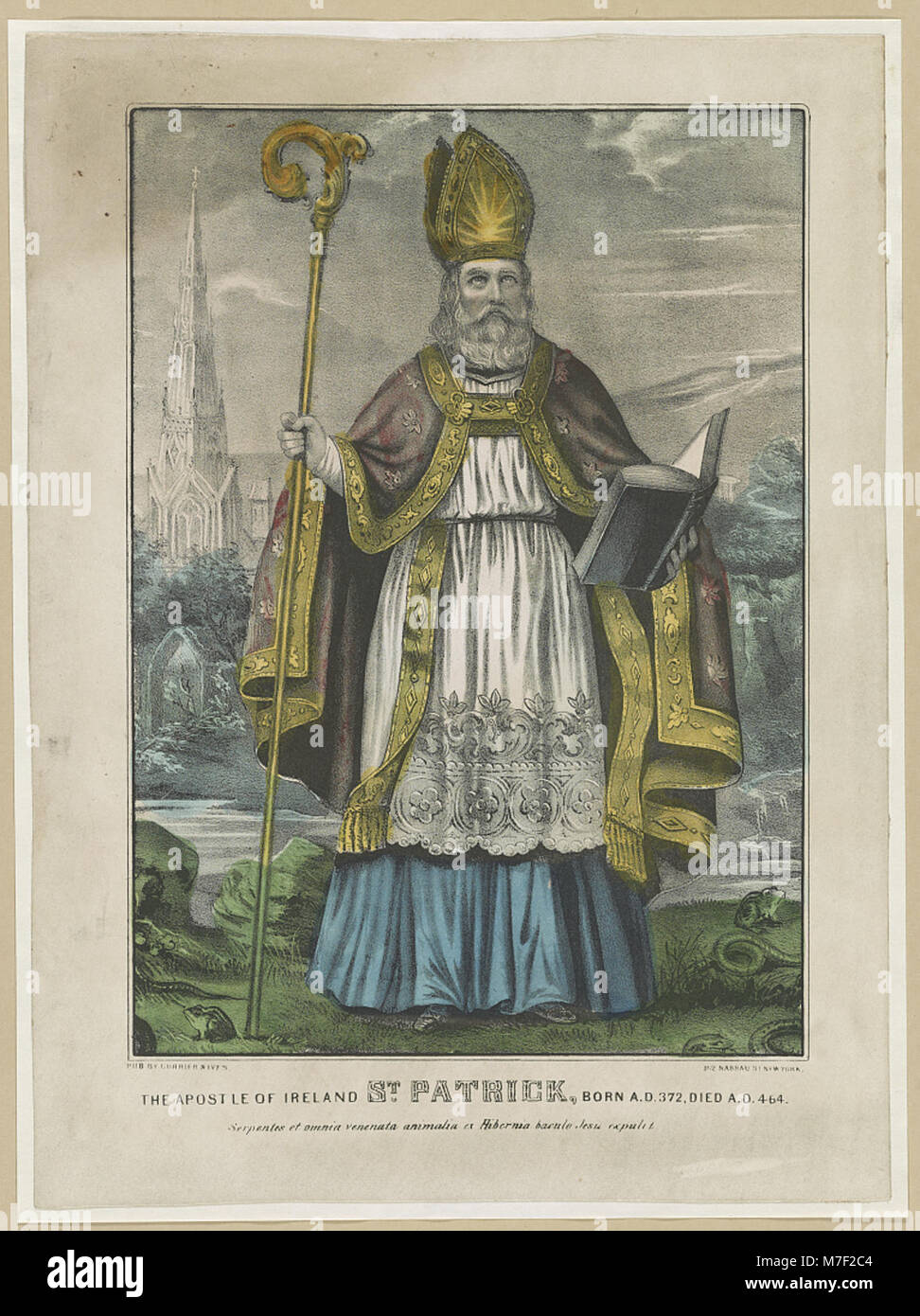 Depiction of St. Patrick, the Apostle of Ireland, who lived from 372 to ...