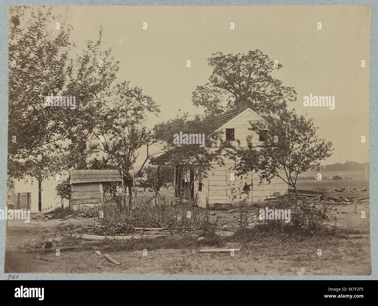 This photograph depicts Bryan's house on the Gettysburg battlefield ...