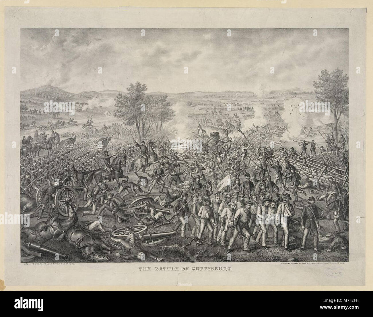 A photograph depicting the Battle of Gettysburg, a significant Civil ...
