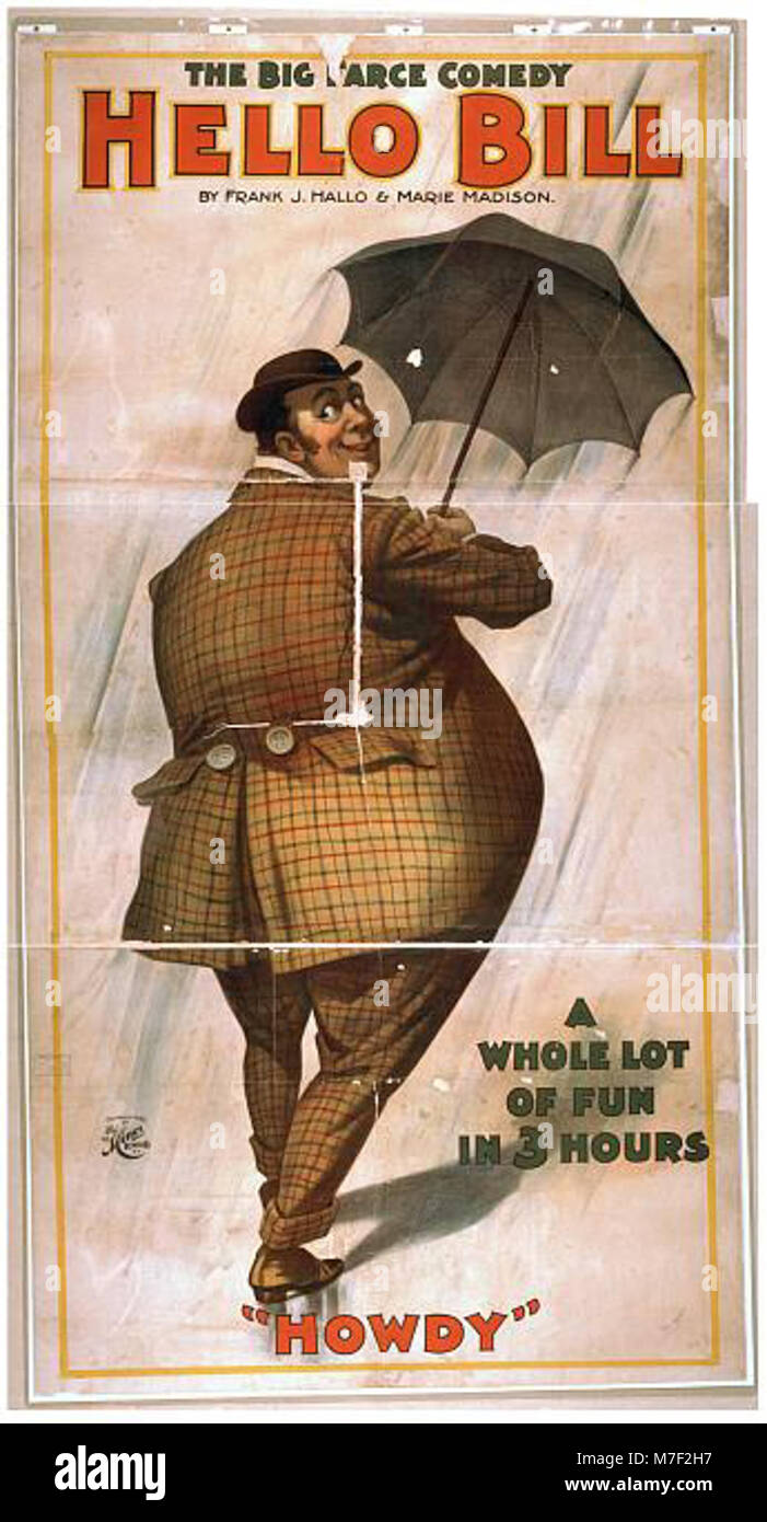 A promotional poster for the comedic play 'Hello Bill,' written by ...