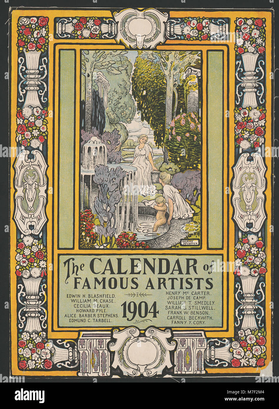 A 1904 calendar featuring famous artists, showcasing notable works and ...