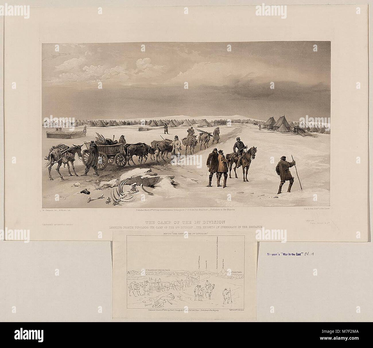 A military scene depicting the camps of the 1st and 2nd Divisions with ...