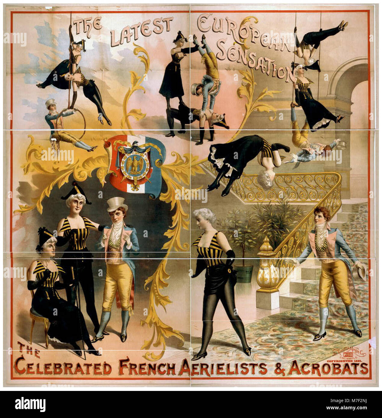 This image captures a group of French aerialists and acrobats, who ...