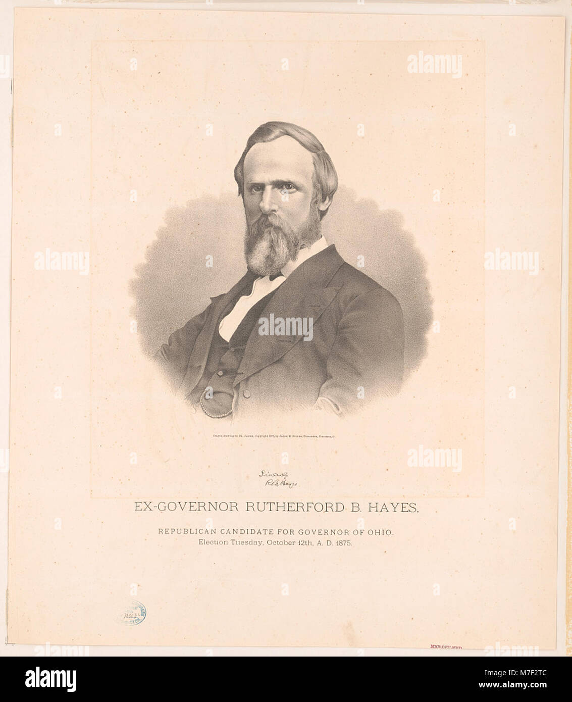 This crayon drawing depicts Rutherford B. Hayes, former Governor of ...