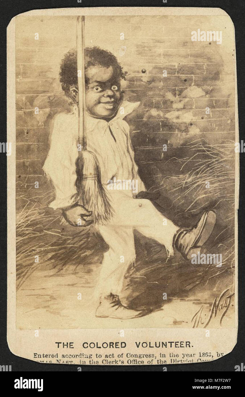 This political cartoon by Thomas Nast titled 'The Colored Volunteer ...
