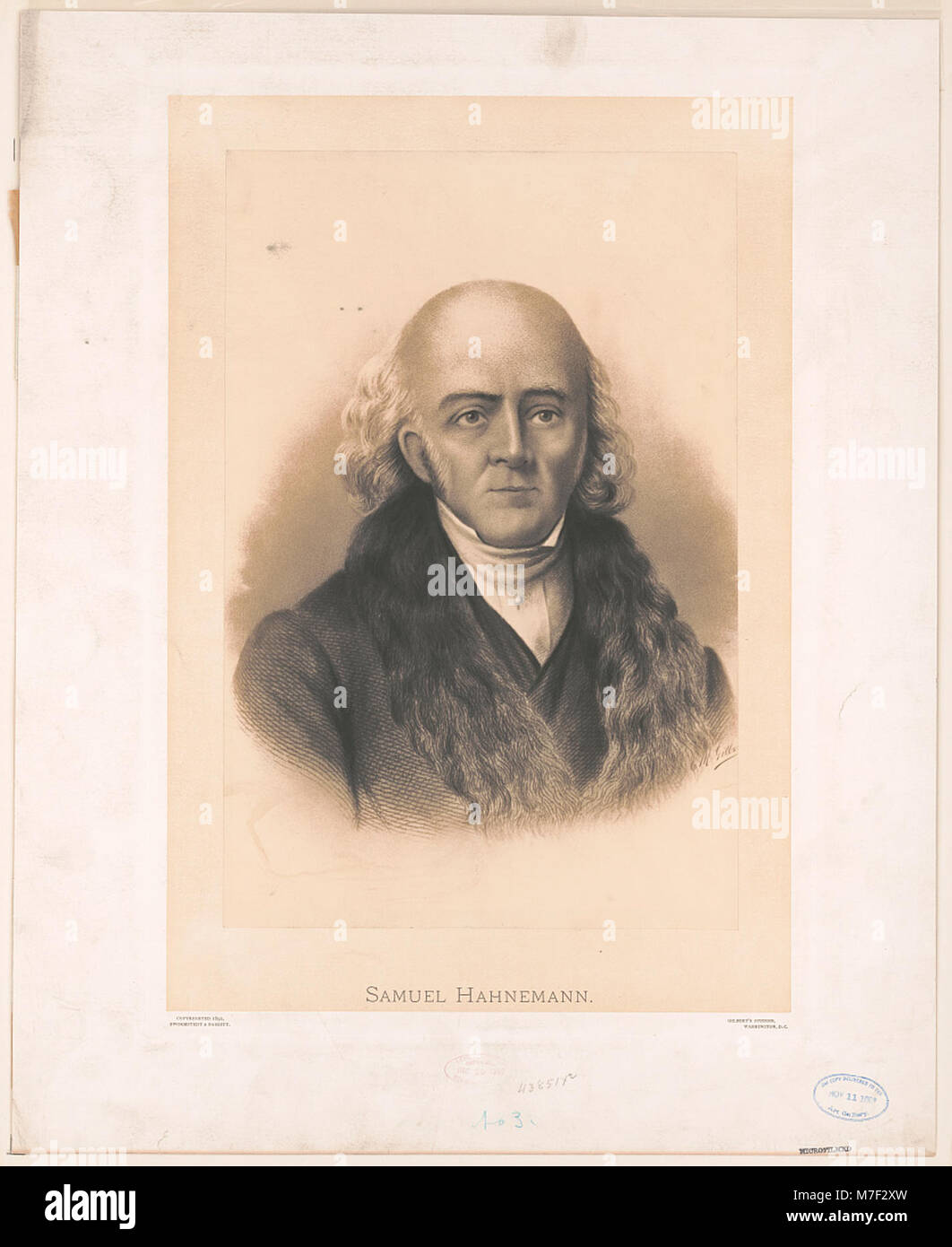 This portrait shows Samuel Hahnemann, the founder of homeopathy ...
