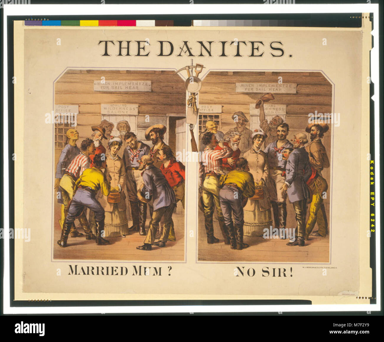 A lithograph by W.J. Morgan & Co. depicting the Danites, a secretive ...