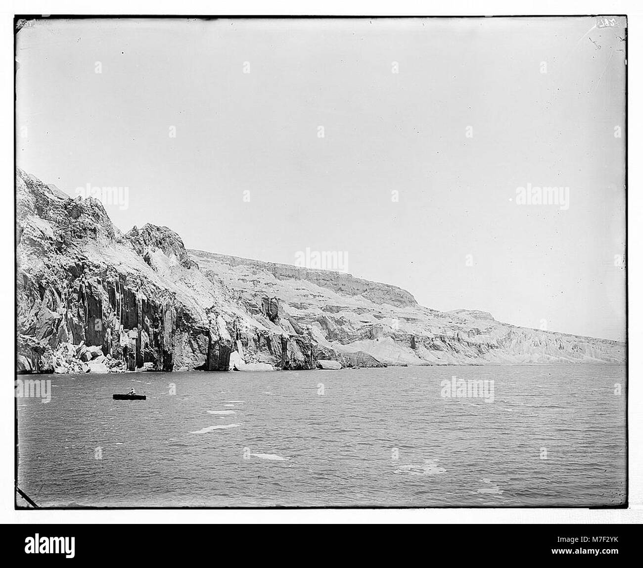 A historical photograph of the Dead Sea, capturing the natural ...