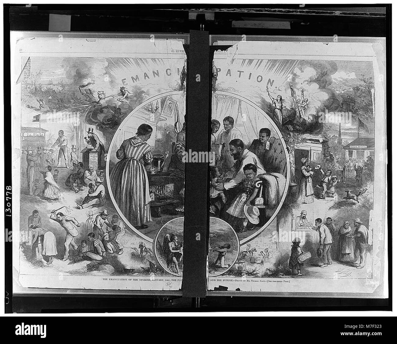 This illustration by Thomas Nast depicts the emancipation of the ...