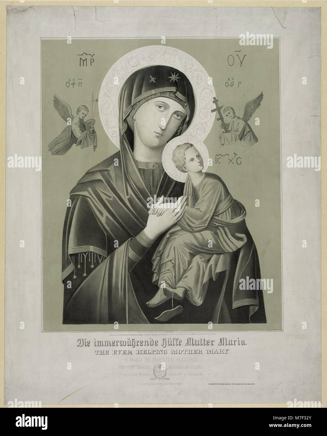 A depiction of the Virgin Mary, portrayed as a compassionate and ...