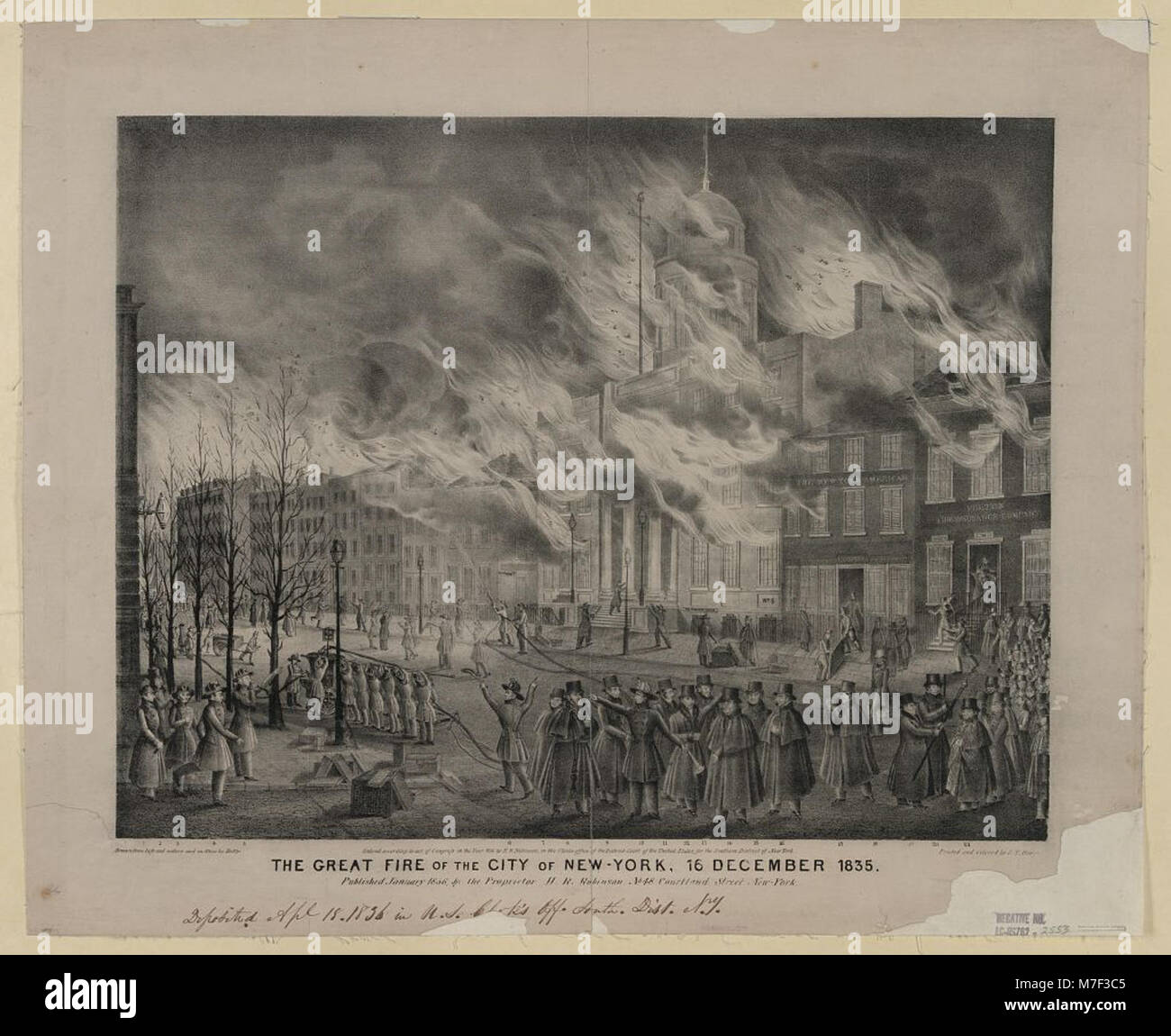 An image illustrating the Great Fire of New York City, which occurred ...
