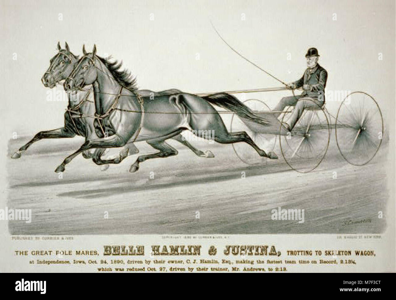 The image depicts Belle Hamlin and Justina, two remarkable pole mares ...