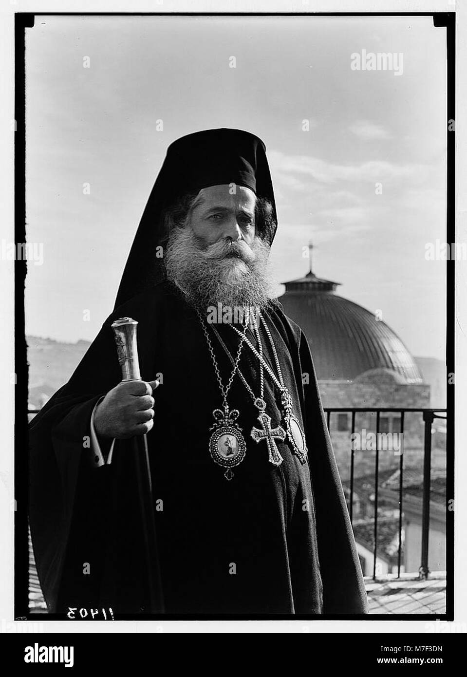 A portrait or depiction of the Greek patriarch, a significant religious ...