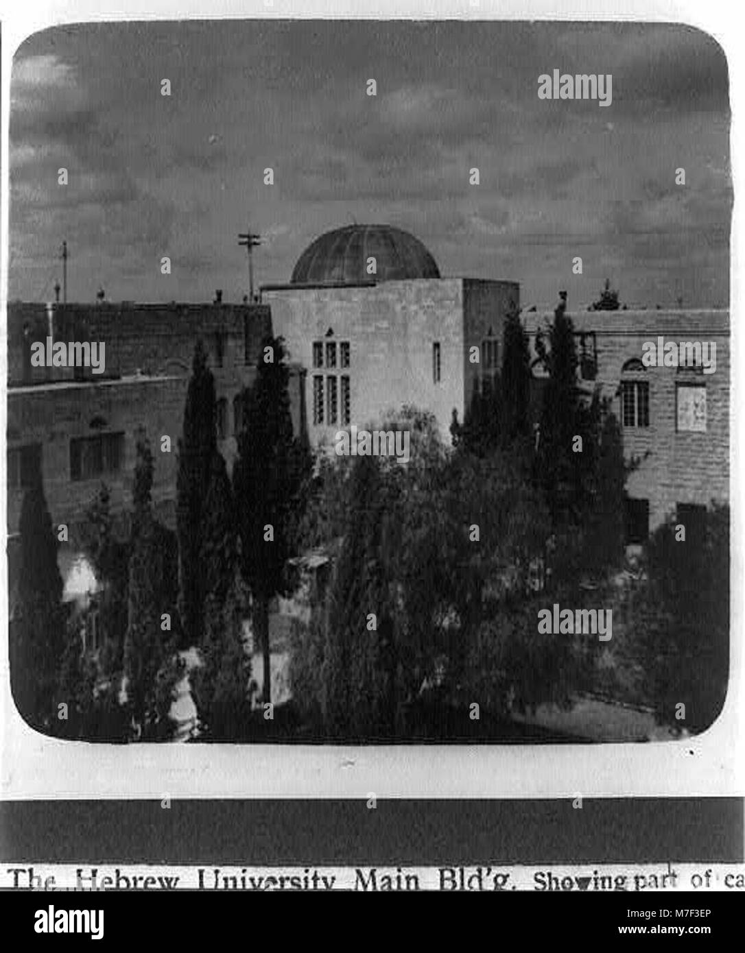 A photograph of the main building of the Hebrew University, showing ...