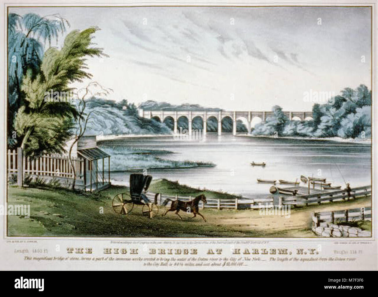 This photograph depicts the high bridge over the Harlem River in New ...