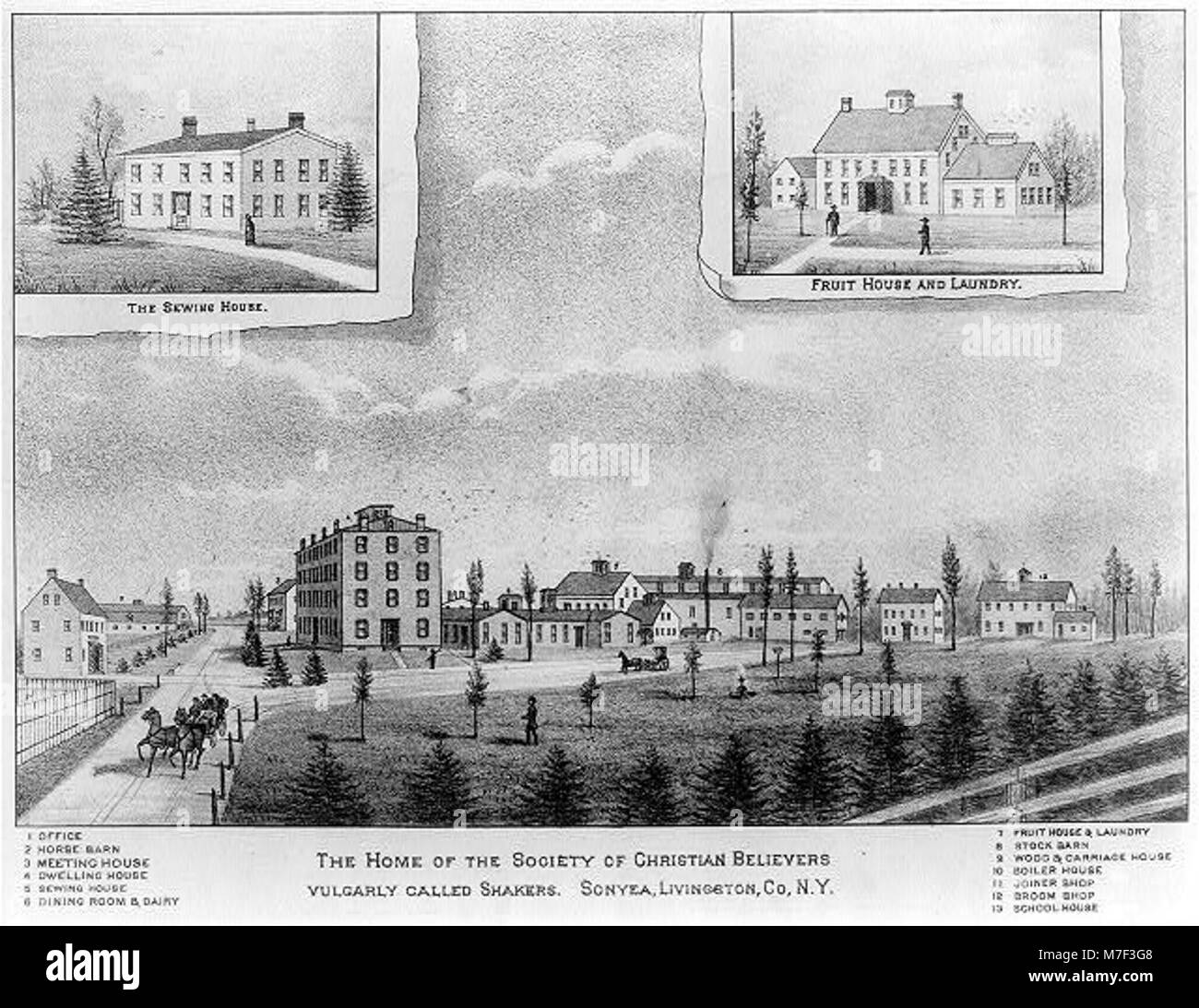 The home of the Shaker community in Sonyea, New York, documenting their ...