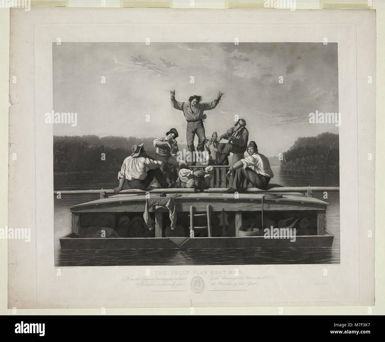 This artwork, 'The Jolly Flat Boat Men,' painted by G.C. Bingham ...